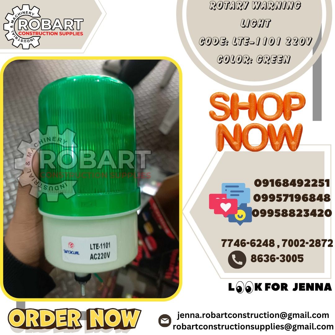 Rotary Warning Light Code: LTE-1101 220V Color: Green, Commercial ...