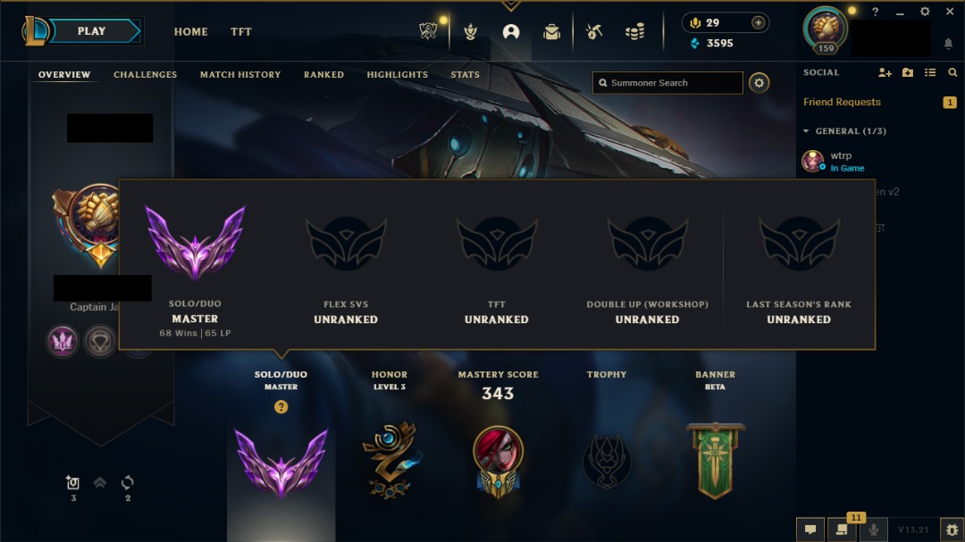 SG Masters League of Legends Account 66% WinRate, Video Gaming, Video ...