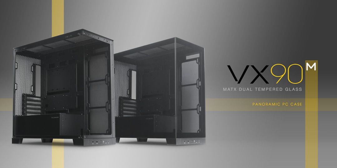 Tecware VX90M Dual TG MATX Dual Tempered Glass Chamber Case w/ USB C ...