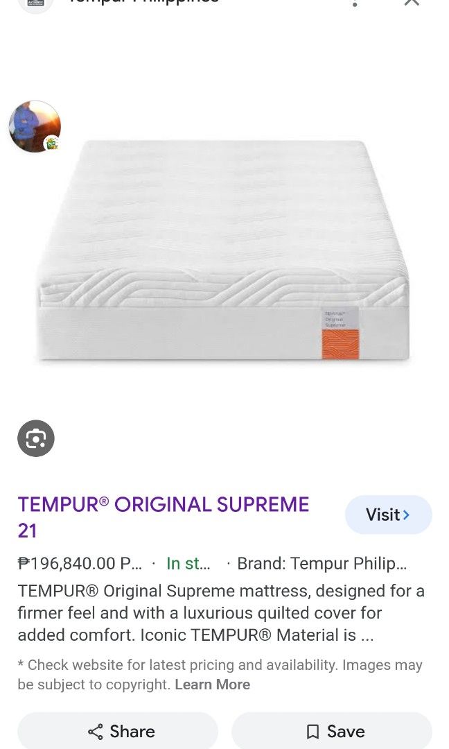 TEMPUR ORIGINAL SUPREME, istimewa karena feel nya lebih firm, Perabotan ...