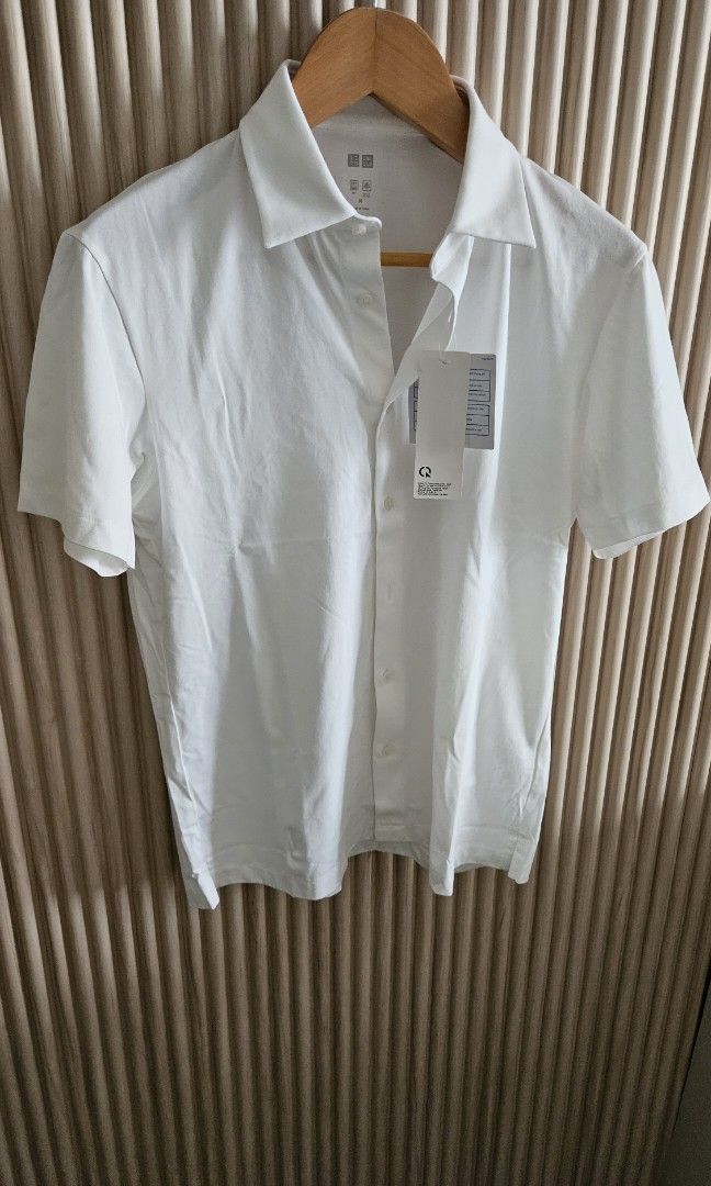Uniqlo Airism Full Open Shirt (M:White), Men's Fashion, Tops & Sets ...