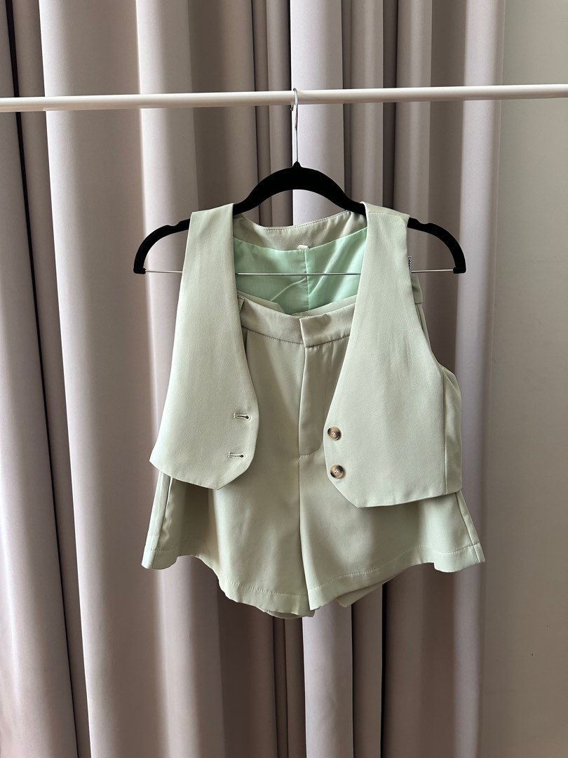 Vest Coords in Mint Green, Women's Fashion, Dresses & Sets, Sets or ...