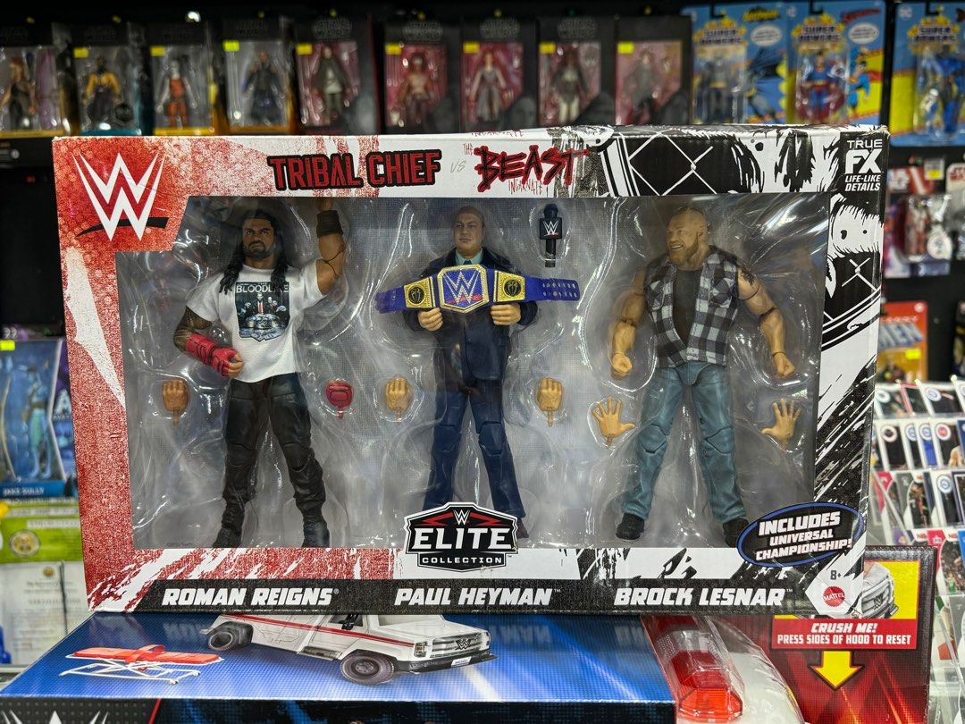 WWE Mattel Elite 3 Pack Roman Reigns,Paul Heyman & Brock Lesnar ...
