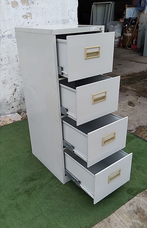 Y23D Almari Laci Besi 4 Tier Metal Drawer Iron Cabinet Grey, Furniture ...