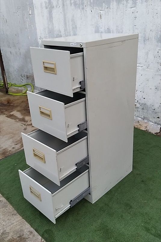 Y23D Almari Laci Besi 4 Tier Metal Drawer Iron Cabinet Grey, Furniture ...