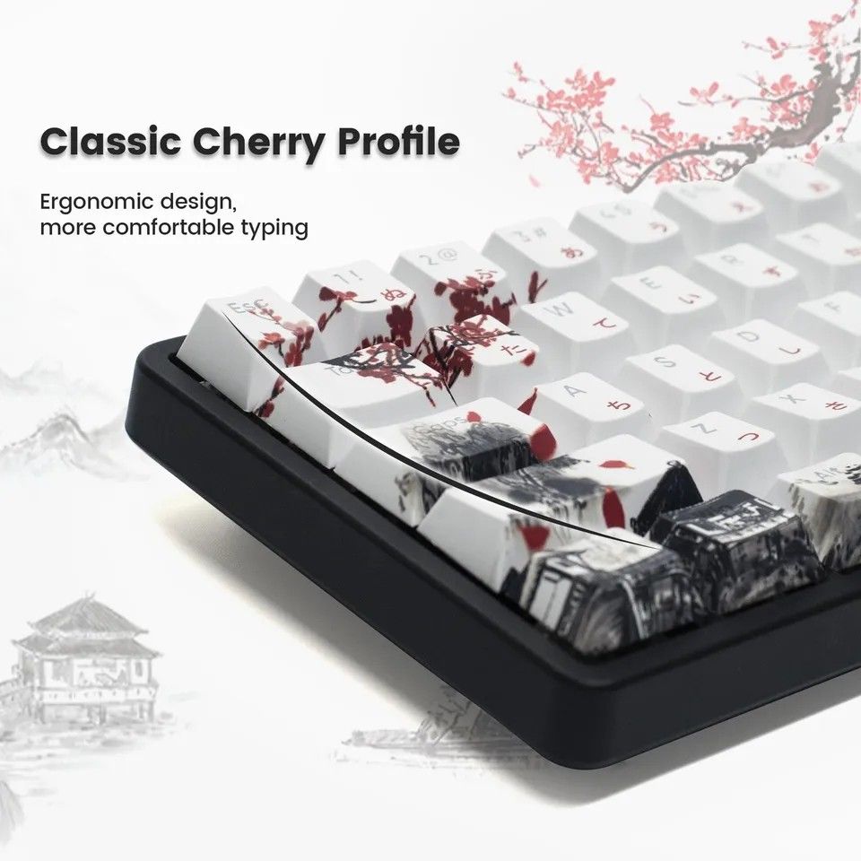 127 keys shine through Plum Blossom cherry profile backlit RGB Keycap ...