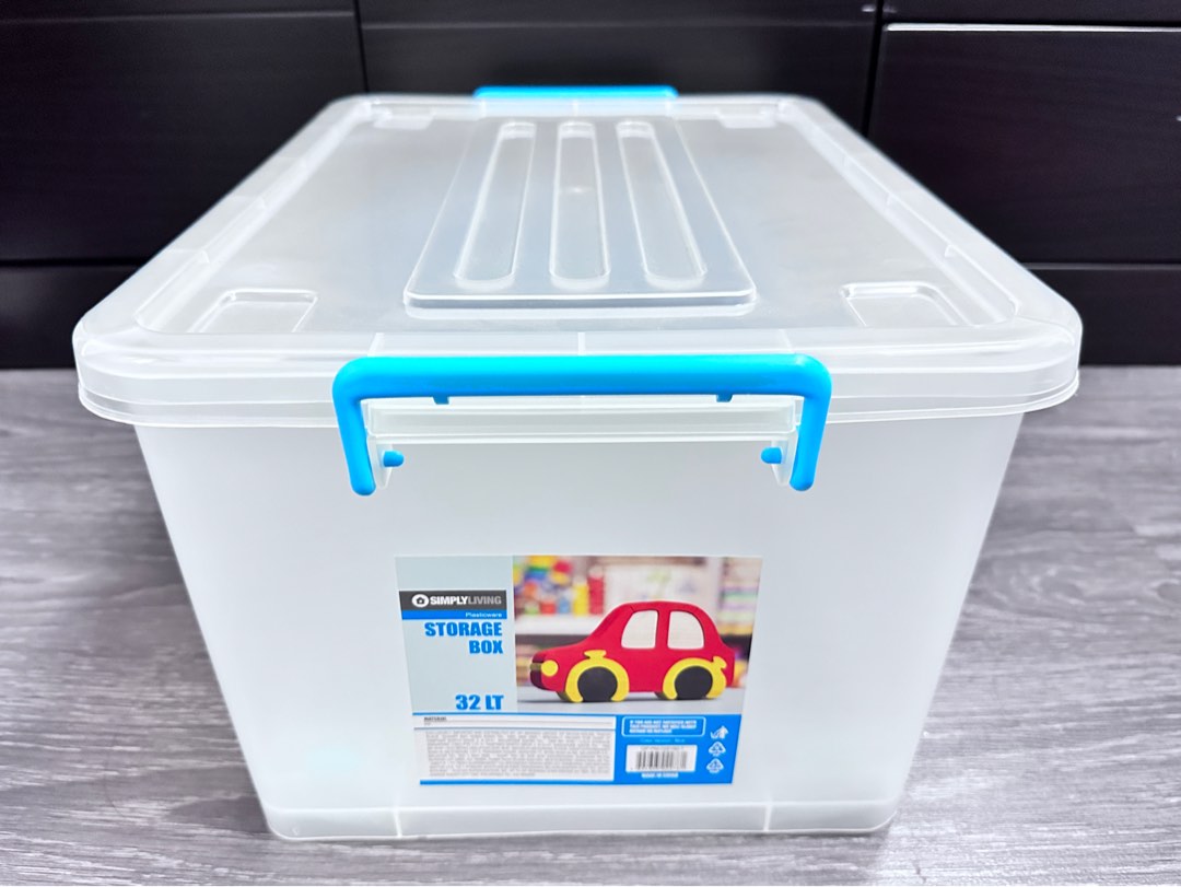 32L SimplyLiving Plastic Storage Box with Wheels, Furniture & Home ...