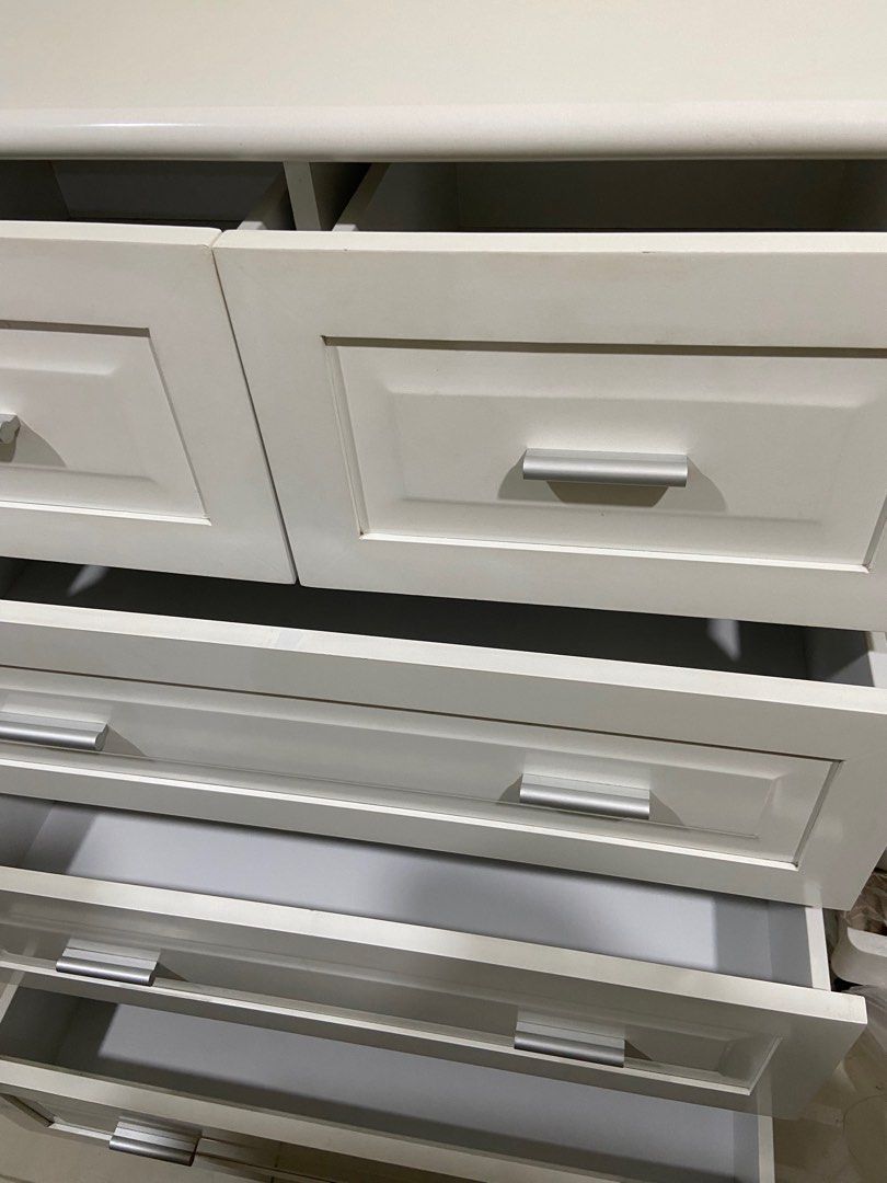 4-layer big duco finish white chest drawer / cabinet / dresser makeup ...