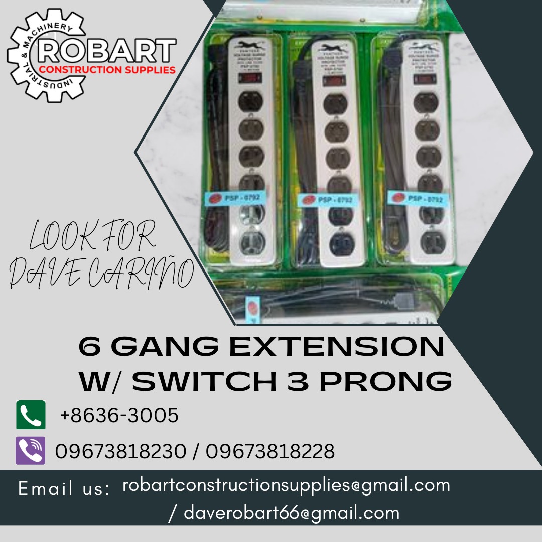 6 GANG EXTENSION W/ SWITCH 3 PRONG, Commercial & Industrial ...
