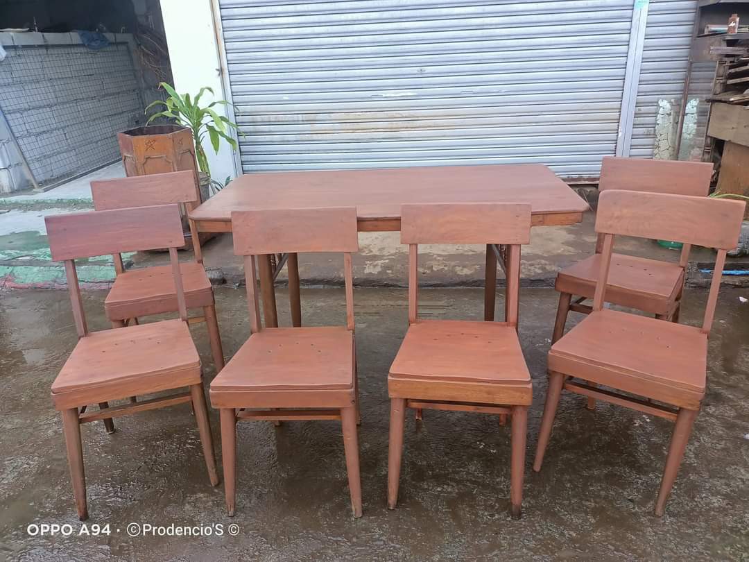 6 Seater Mid Century Narra Dining Set, Furniture & Home Living ...