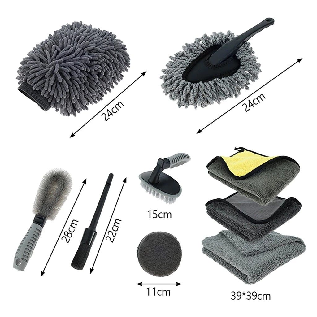 🤩 ! 9 Piece Car Bike Wash Set For Upholstery Brush + Detailing Brush ...