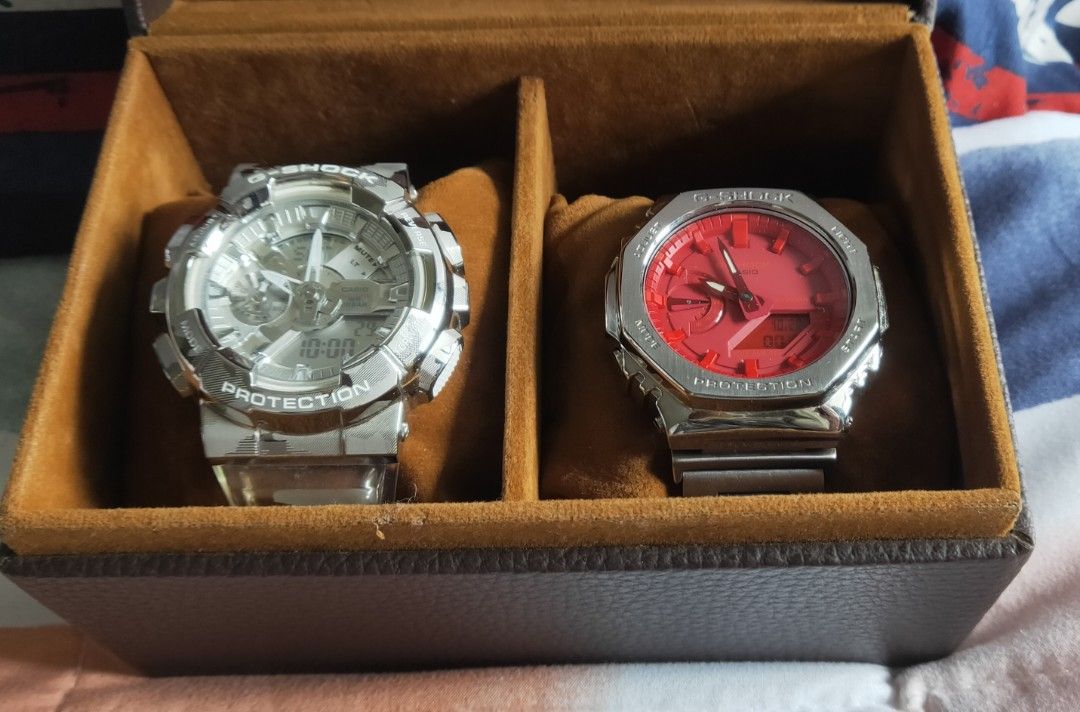 As Pack Gshock GM100 & GA2100 casioak silver mod. As new and complete ...