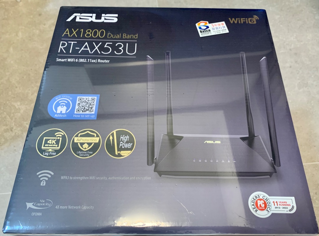 ASUS華碩 RT-AX53U AX1800 Wi-Fi 6 雙頻 無線路由器, 電腦＆科技, 電腦周邊及配件, Wifi及上網相關產品 ...