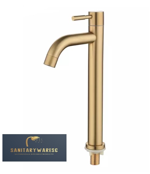 Brushed gold color stainless steel bathroom basin faucet single cold ...