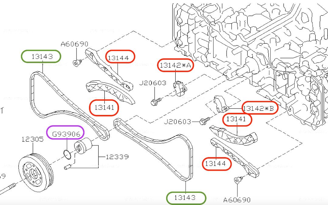 Camshaft timing belt Subaru Exiga Crossover YAM SUV FB25 Cam 鏈 鏈頂 磅轆 壓轆 ...