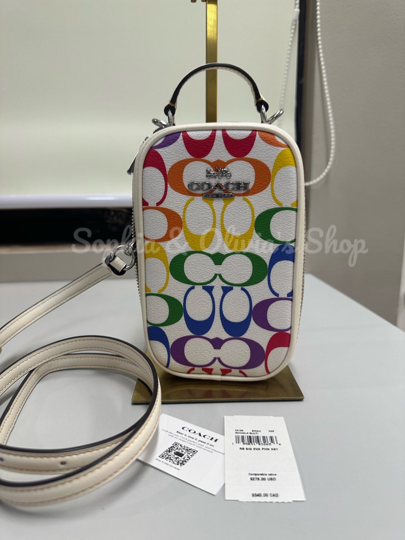 Coach Eva Phone Crossbody in Rainbow, Luxury, Bags & Wallets on Carousell