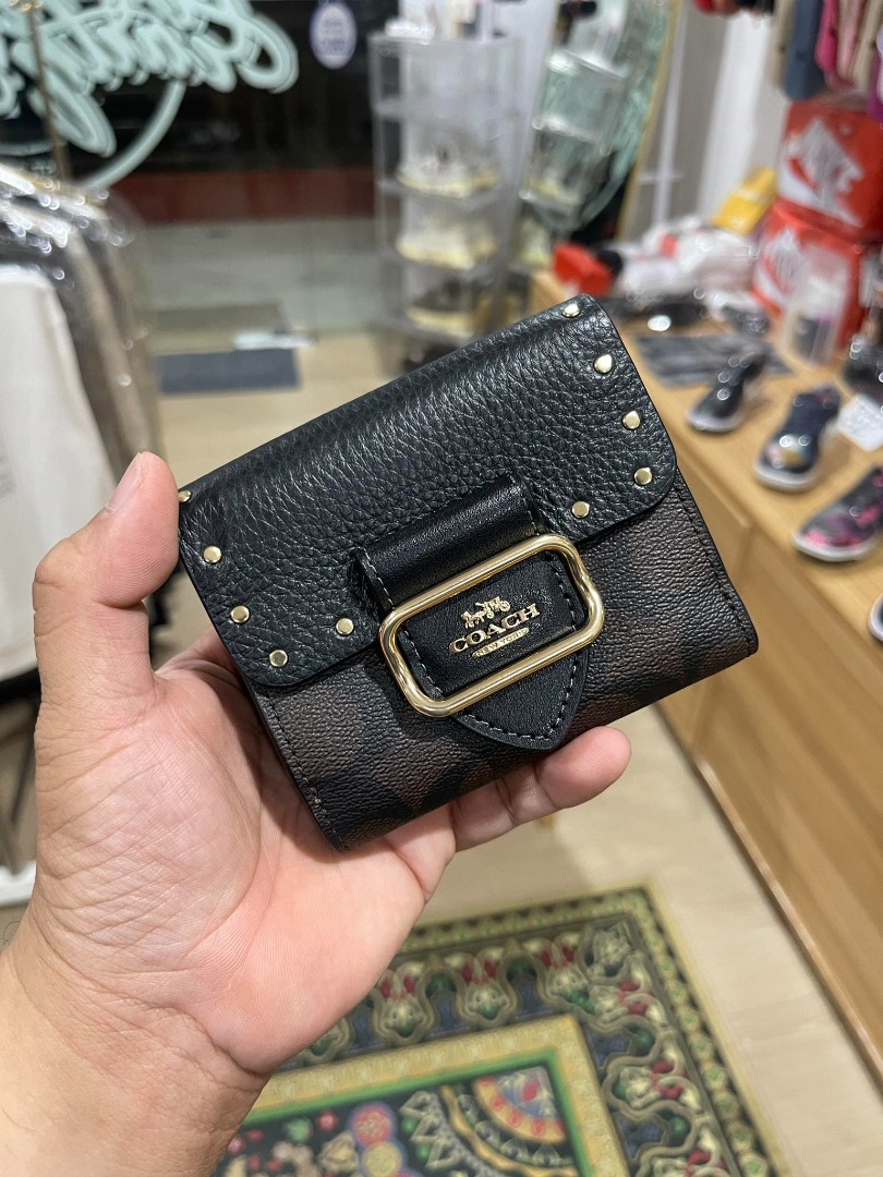 COACH MORGAN WALLET WITH RIVETS MAHOGANY, Luxury, Bags & Wallets on ...