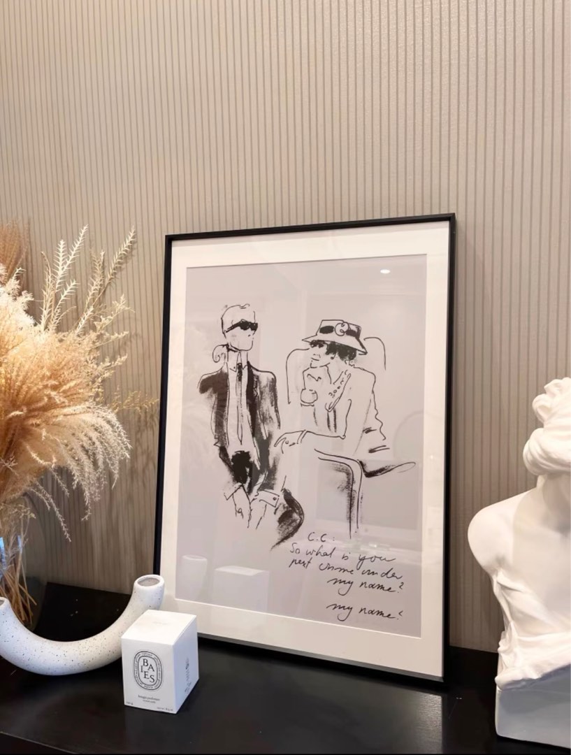 Coco Chanel and Karl Lagerfeld Canvas Print with Black Aluminium Frame ...