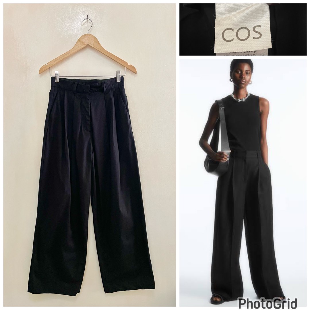 Cos black full length wide leg drape pants, Women's Fashion, Bottoms ...