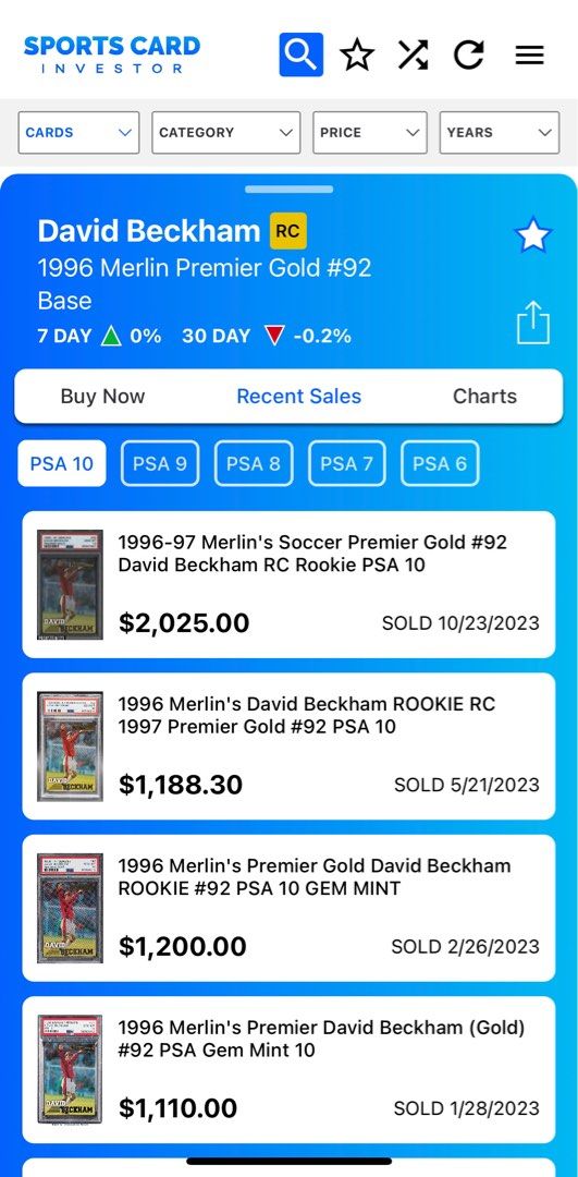 David Beckham 1996 Rookie Card!, Hobbies & Toys, Memorabilia ...