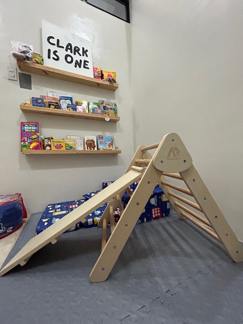 Educrate easy fold pikler triangle with ramp, Hobbies & Toys, Toys ...