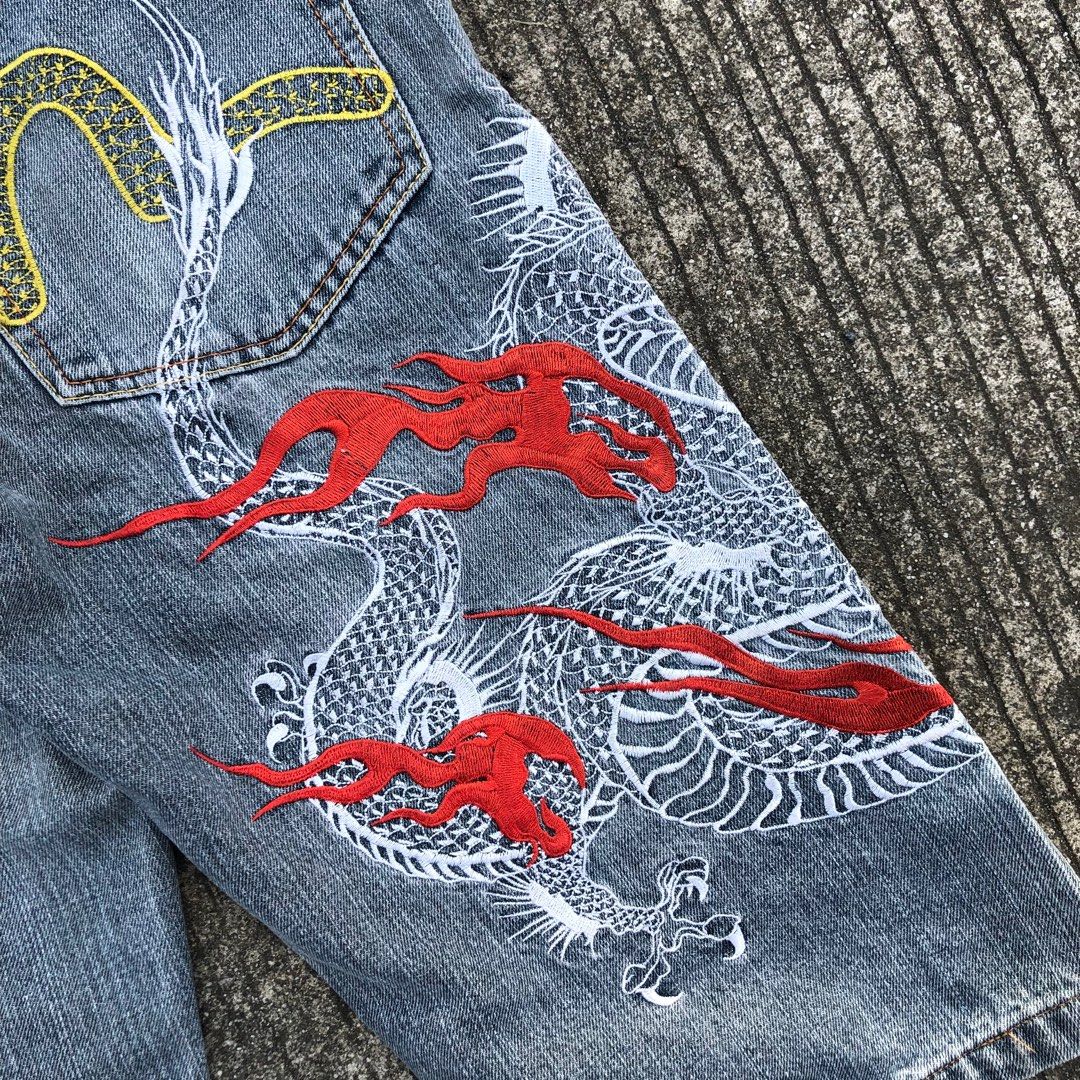 EMBROIDERED DRAGON JORTS, Men's Fashion, Activewear on Carousell