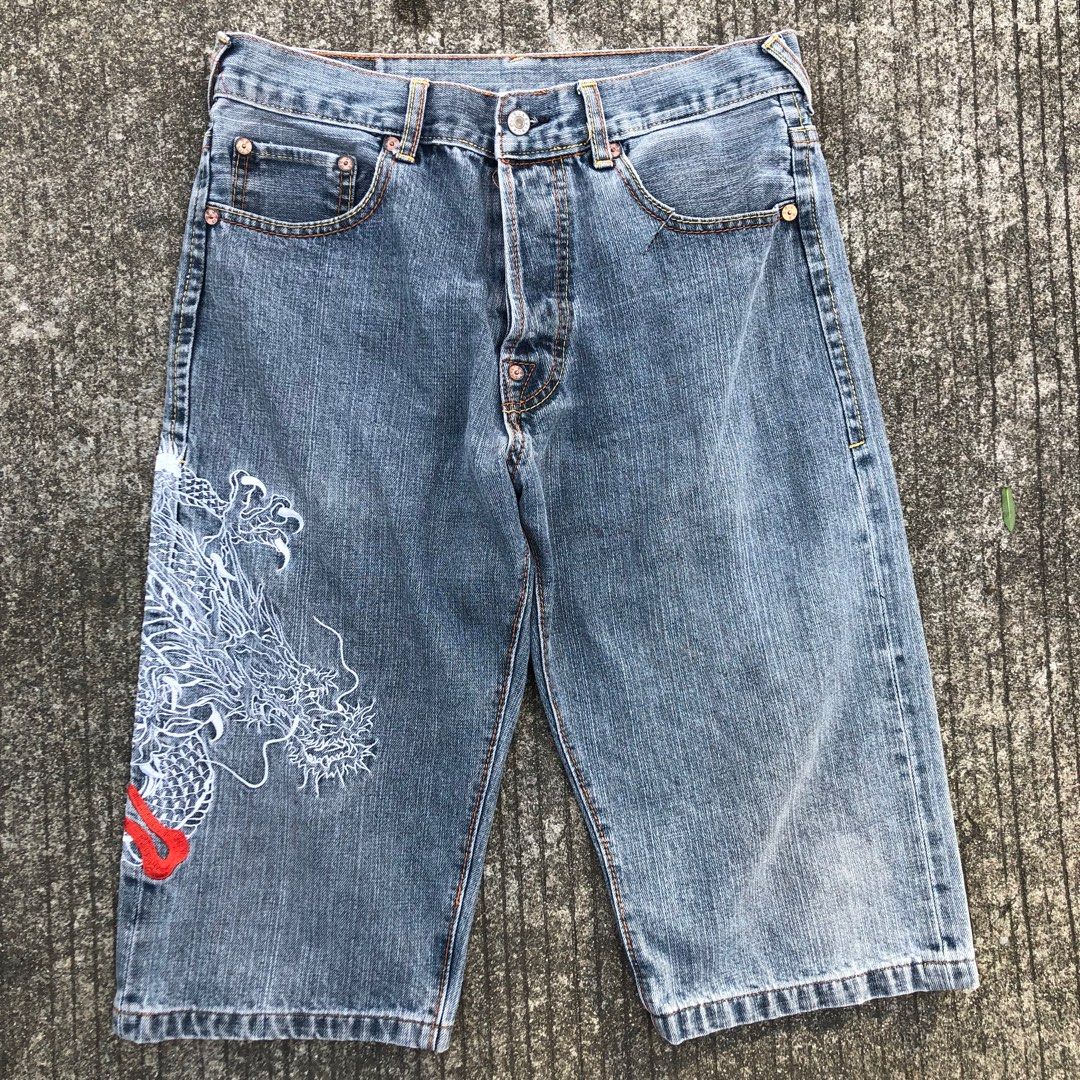EMBROIDERED DRAGON JORTS, Men's Fashion, Activewear on Carousell