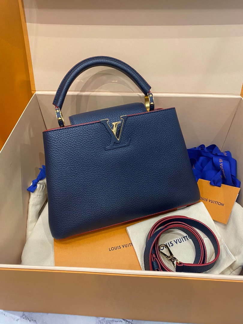 Excellent almost like new LV capucine BB navy GHW Complete set/ full ...