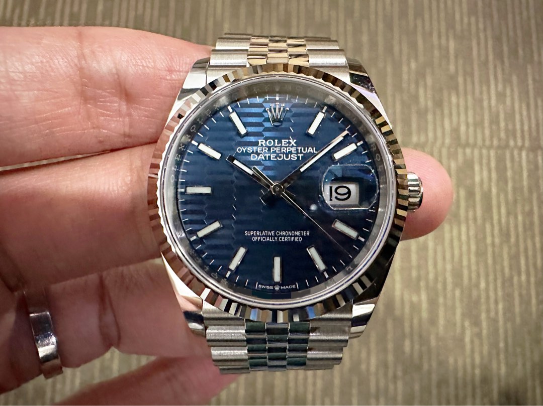 Feb 22 Rolex Datejust 36 DJ36 Blue Motif Fluted Jubilee 126234, Luxury ...