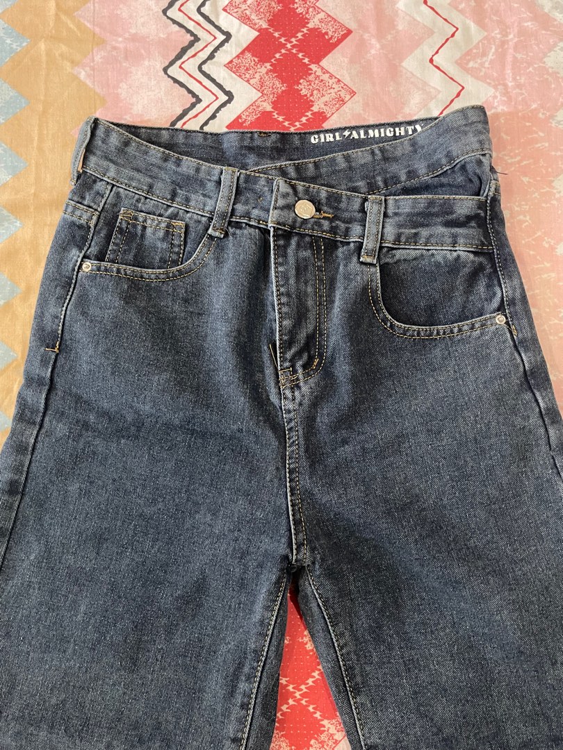 GIRL ALMIGHTY CROSSED DENIM JEANS, Women's Fashion, Bottoms, Jeans on ...