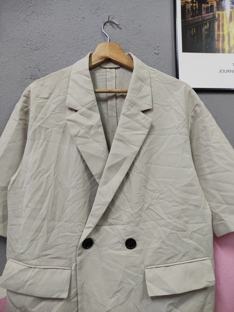 gu ut uniqlo plain double breasted coat jacket blazer sweater, Women's ...