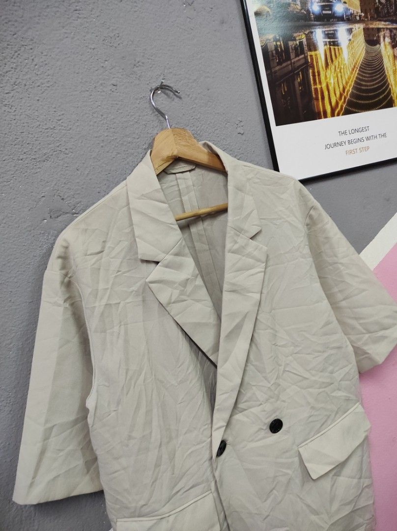 gu ut uniqlo plain double breasted coat jacket blazer sweater, Women's ...