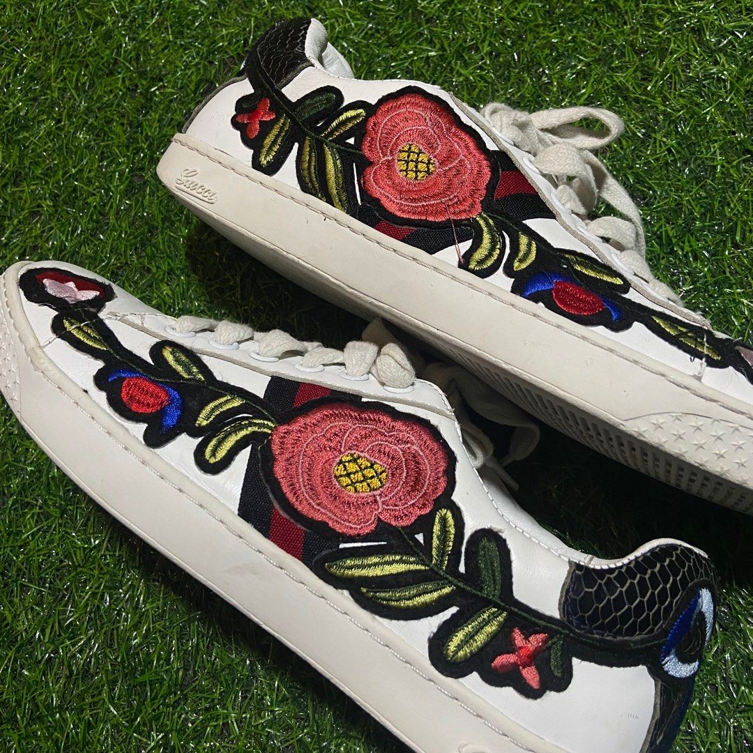 GUCCI ACE EMBROIDERED FLORAL, Luxury, Sneakers & Footwear on Carousell
