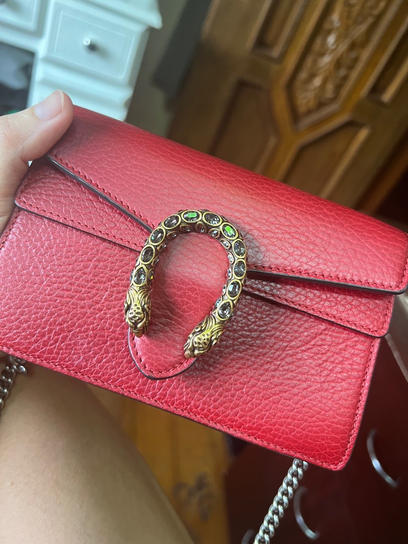 Gucci dionysus red leather super mini bag, Women's Fashion, Bags ...