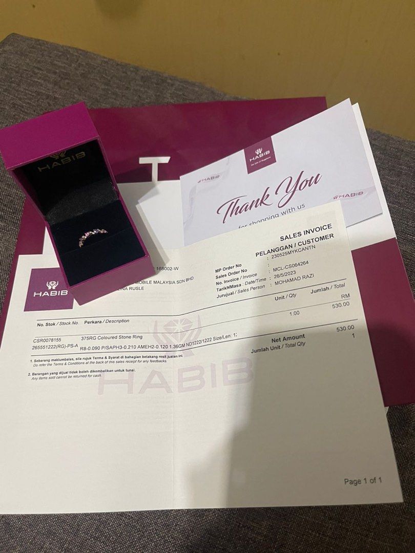 Habib ring 375 coloured stone, Women's Fashion, Jewelry & Organisers ...