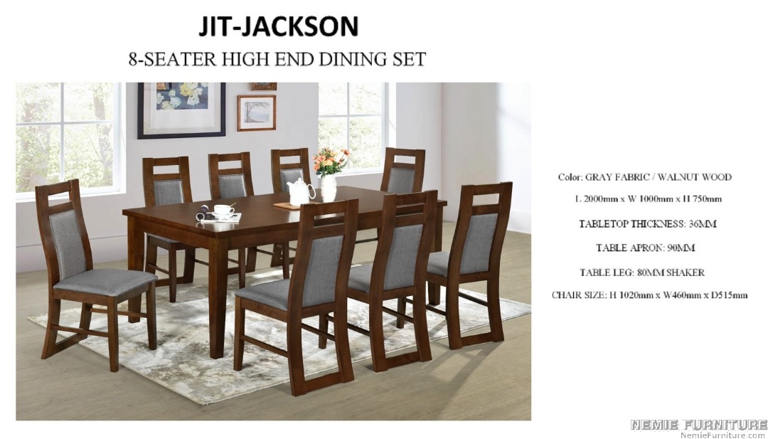 JIT JACKSON dining table with 8 chairs, Furniture & Home Living, Furniture, Tables & Sets on ...