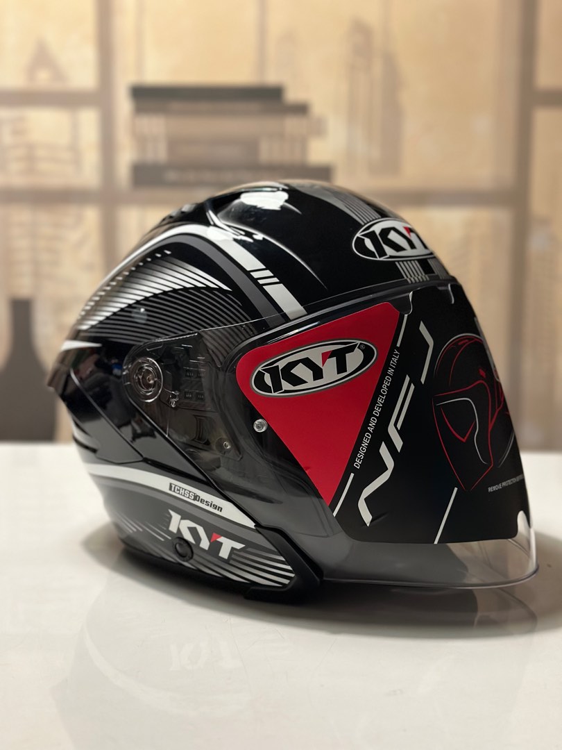 KYT Helmet NFJ Radar Black, Motorcycles, Motorcycle Apparel on Carousell
