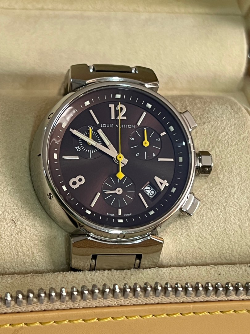 LOUIS VUITTON Tambour Lady Chronograph Like New Cond box and papers ...