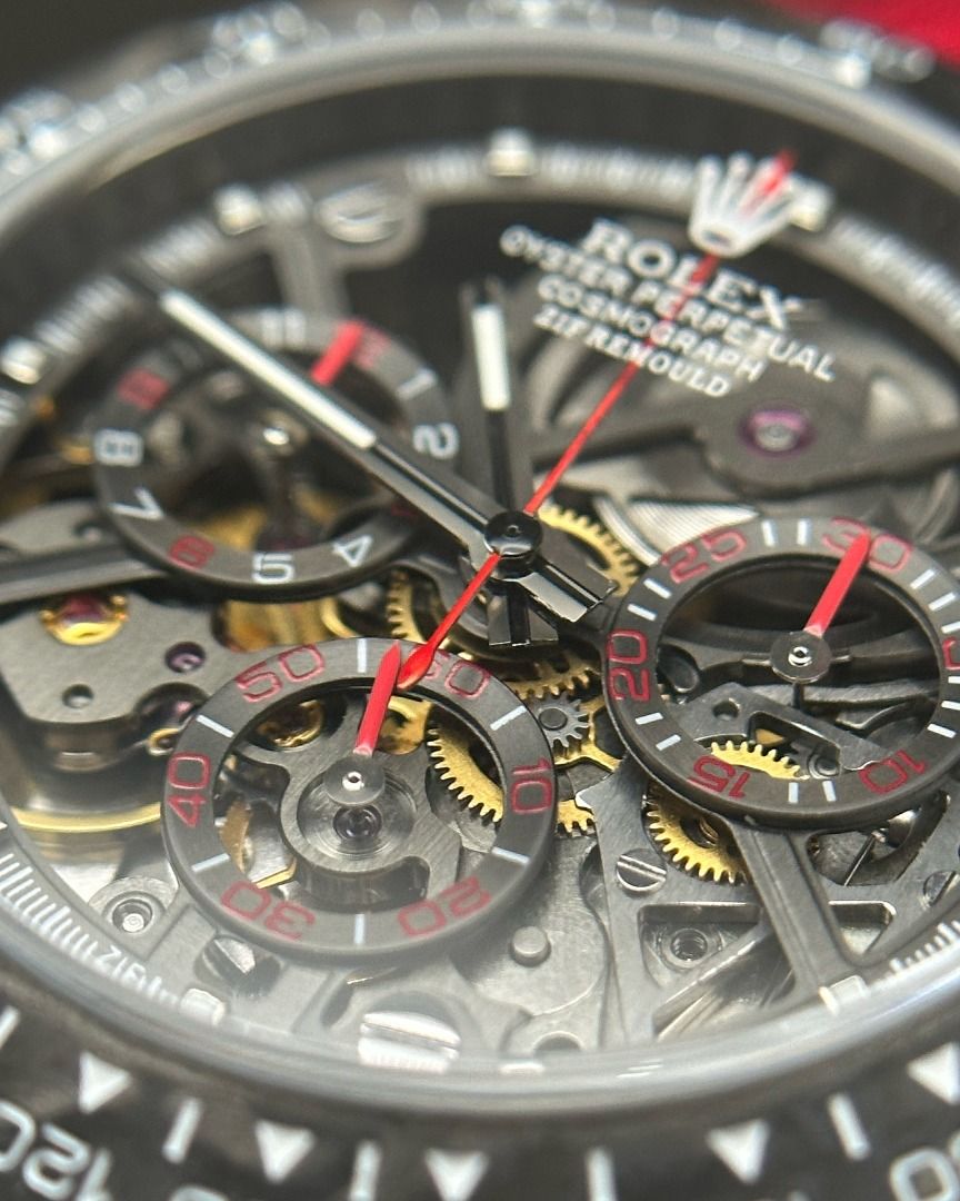 Modified Rolex Skeleton Daytona Dark Red Carbon Fiber, Men's Fashion ...