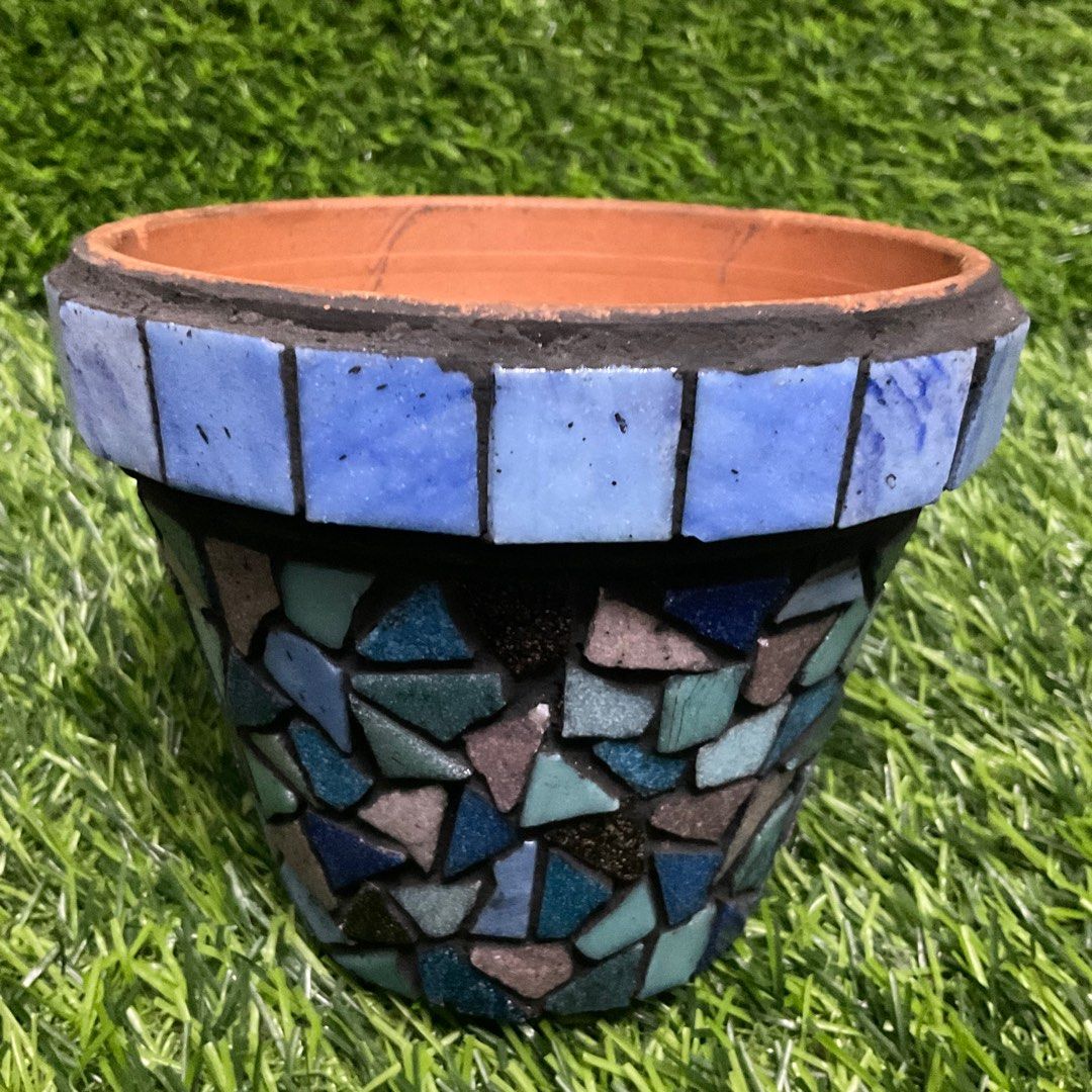Mosaic Multi Colored Stained Glass Tile Art Terracotta Nordic Pot Vase ...