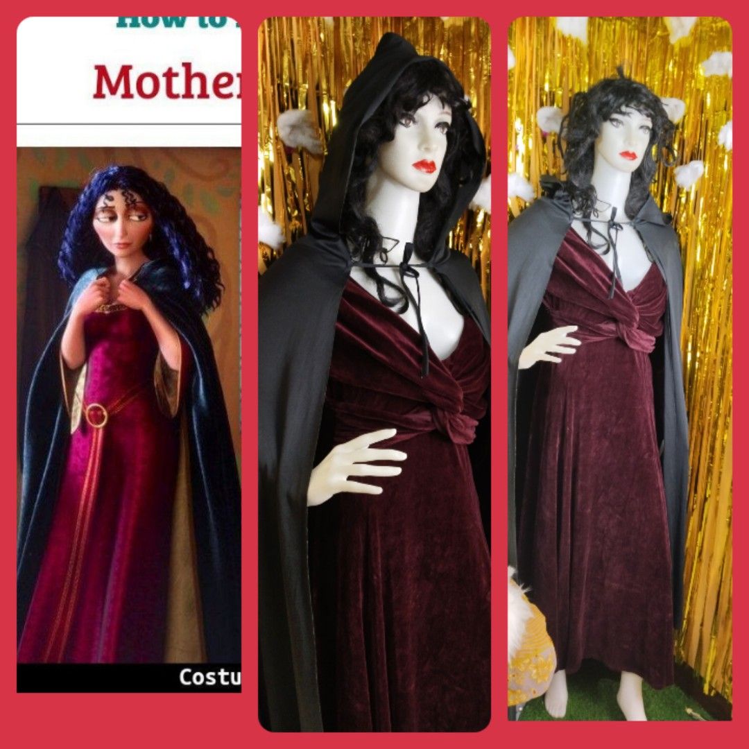 Mother gothel long gown with cloak medium to xl velvet spandex, Women's ...