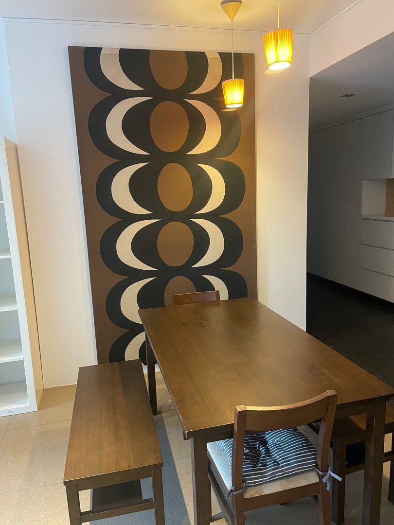 Muji dining table set with 2x benches and 2xchairs, Furniture & Home ...