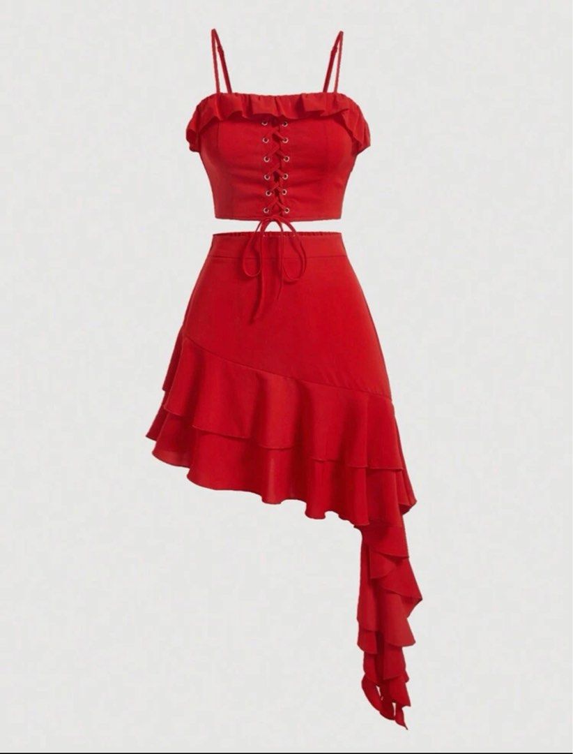 Nayeon Alcohol Free Red Outfit Coords, Women's Fashion, Dresses & Sets ...