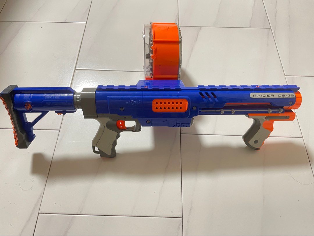 Nerf N-strike Raider With Adjustable Stock and 35 Round Drum, Hobbies ...