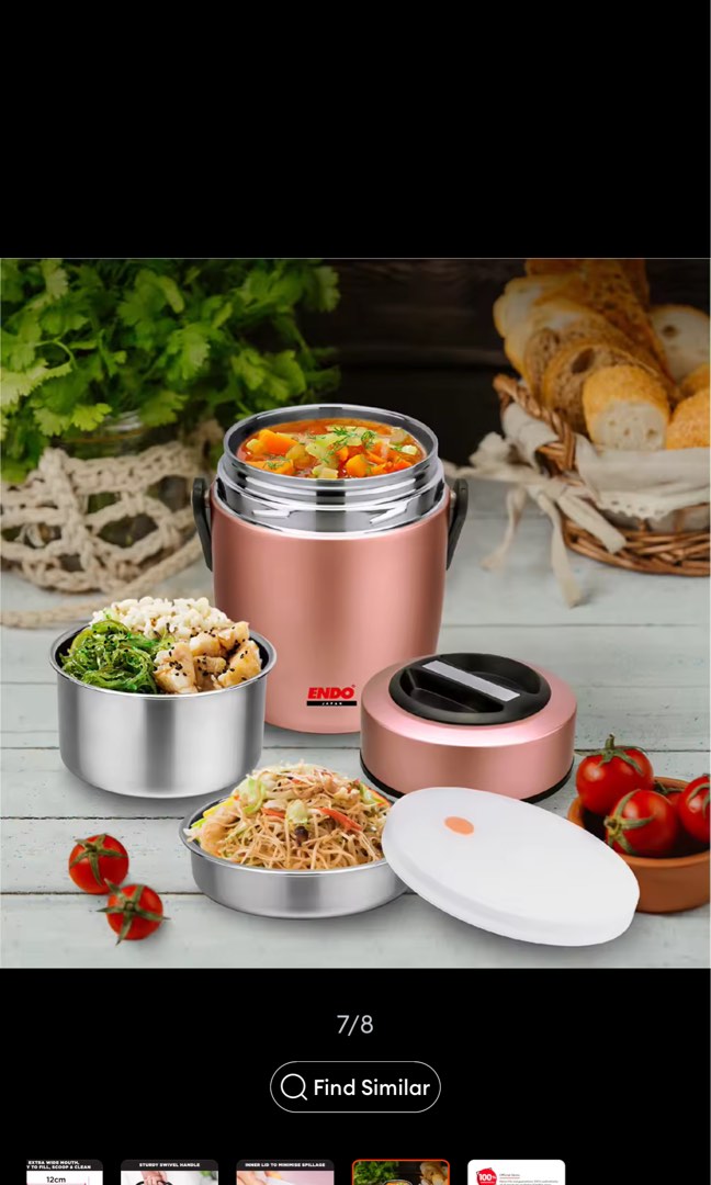 **New! Endo Double Stainless Steel Food Carrier 1.6L, Furniture & Home ...
