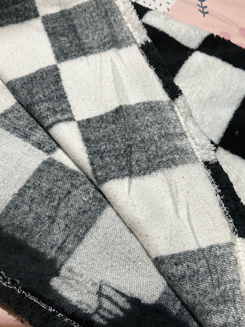 NEW thick blanket | kumot makapal | black and white checkered design ...