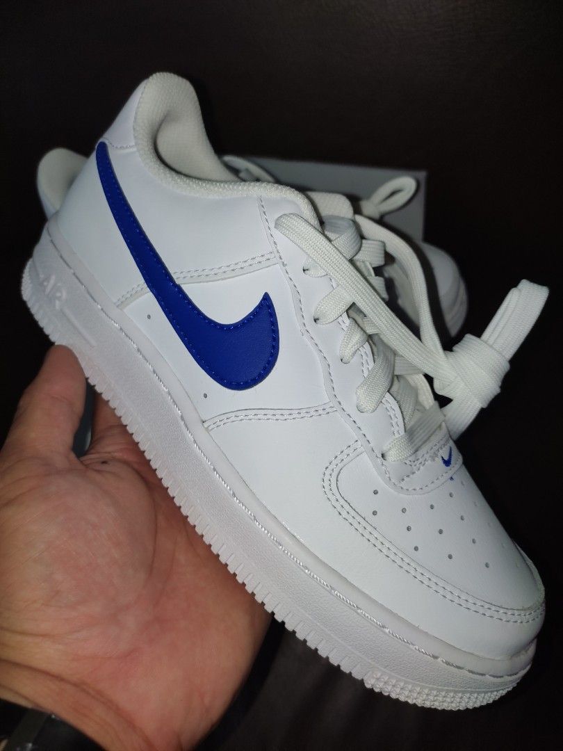 Nike Air Force 1 White Hyper Royal GS, Women's Fashion, Footwear ...