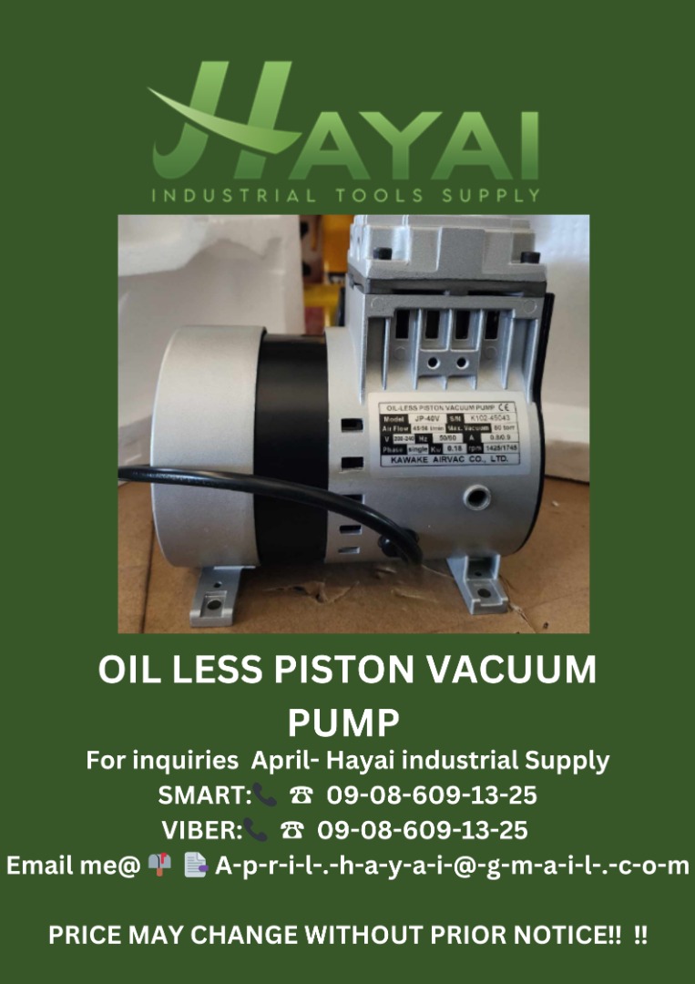 Oil less piston vacuum pump, Commercial & Industrial, Construction ...