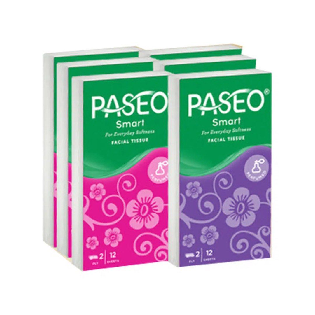 Paseo Pocket Smart Facial Tissues with Perfume 6 Pcs x 12 Sheets 2 Ply ...