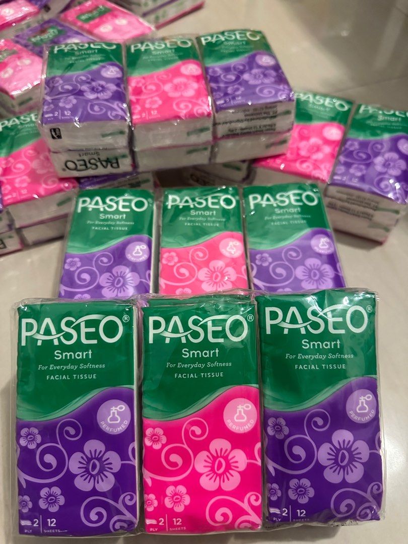 Paseo Pocket Smart Facial Tissues with Perfume 6 Pcs x 12 Sheets 2 Ply ...